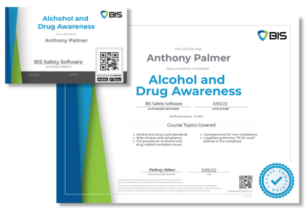Certificate-Drugs_and_Alcohol | BIS Safety Software